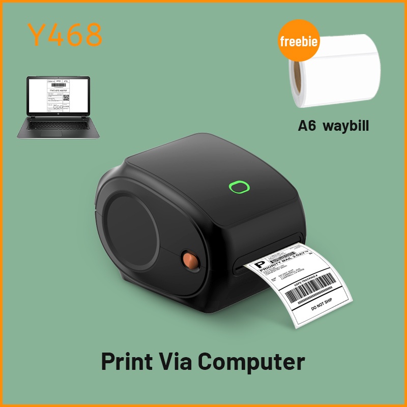 A6 Waybill Printer- Y468, Bluetooth/Cellphone USB 4 inches Thermal Printer Express Label Printer ...