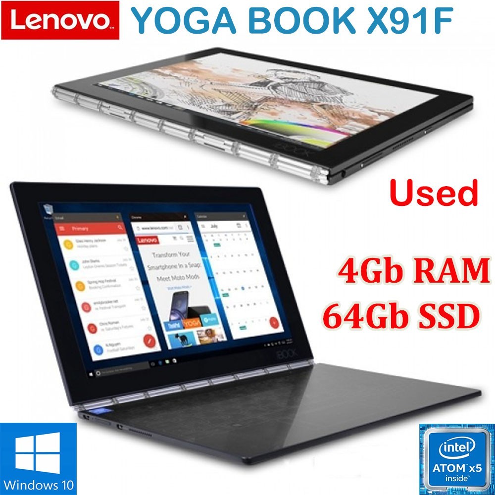 Lenovo YogaBook X91F 10.1 FHD Touch IPS 2in1 Tablet Intel Atom x5 Z8550 1.44GHz 64GB SSD WiFi ...