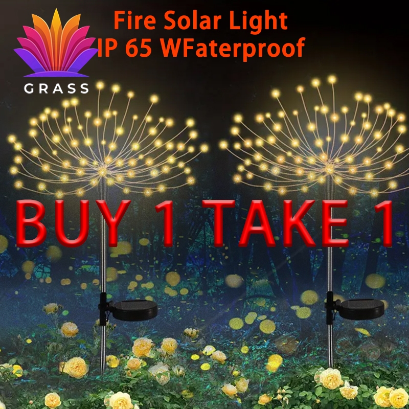 Buy 1 Take 1 8 Functional Solar Fireworks Light IP65 Waterproof Powered ...