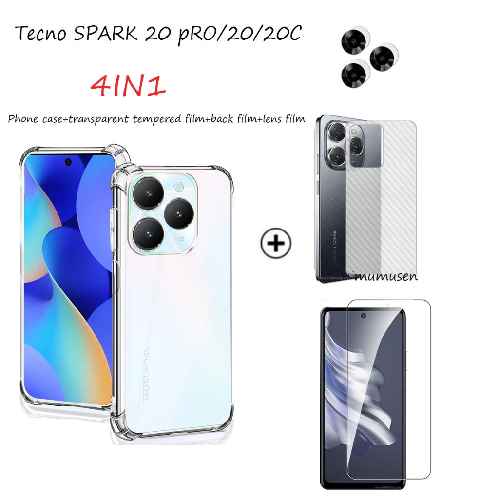(4in1) for Tecno Spark 20 Pro Spark 20 Spark 20C transparent four ...