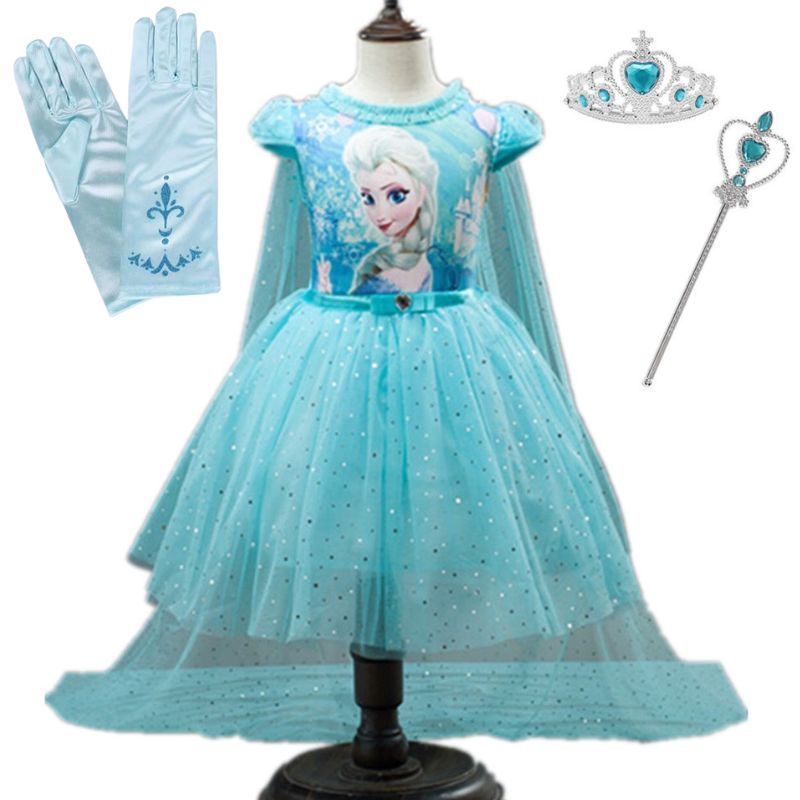 Frozen Princess Dress For Girls Summer Elsa Anna Prom Party Costume ...