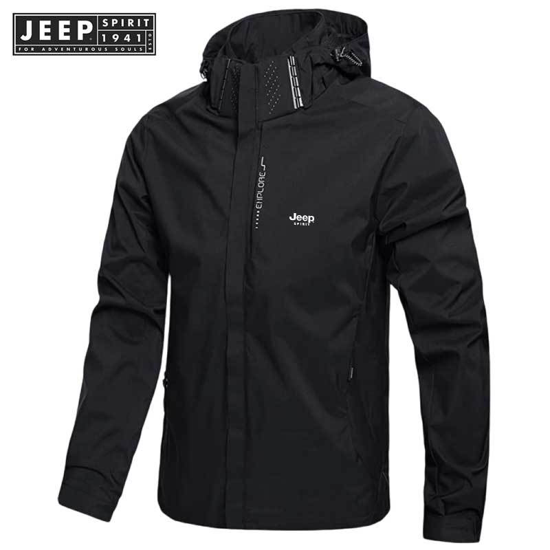 JEEP SPIRIT 1941 ESTD Men Casual Windbreaker Hooded Zip-Up Jacket ...