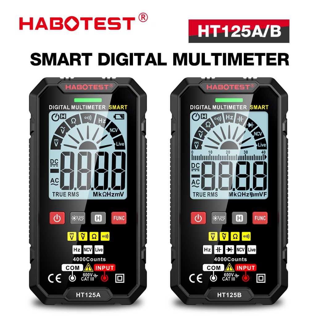 HABOTEST HT125 Smart Multimeter 600V AC/DC Voltage Voltmeter 4000 ...
