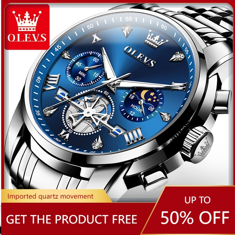 OLEVS Wrist Watch For Men Water Proof Original Stainless Steel With Box ...