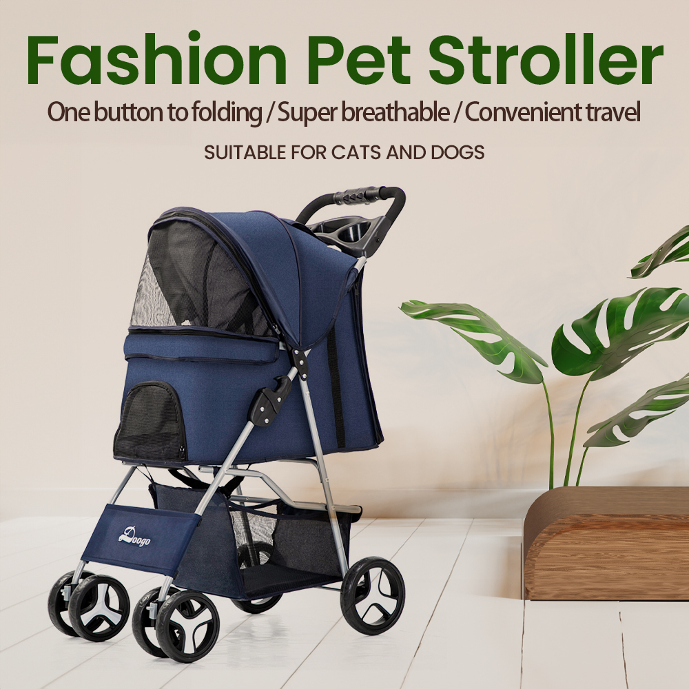 Folding Pet Stroller For Small and Medium Dogs and Cats Pet Buggy, 4 ...