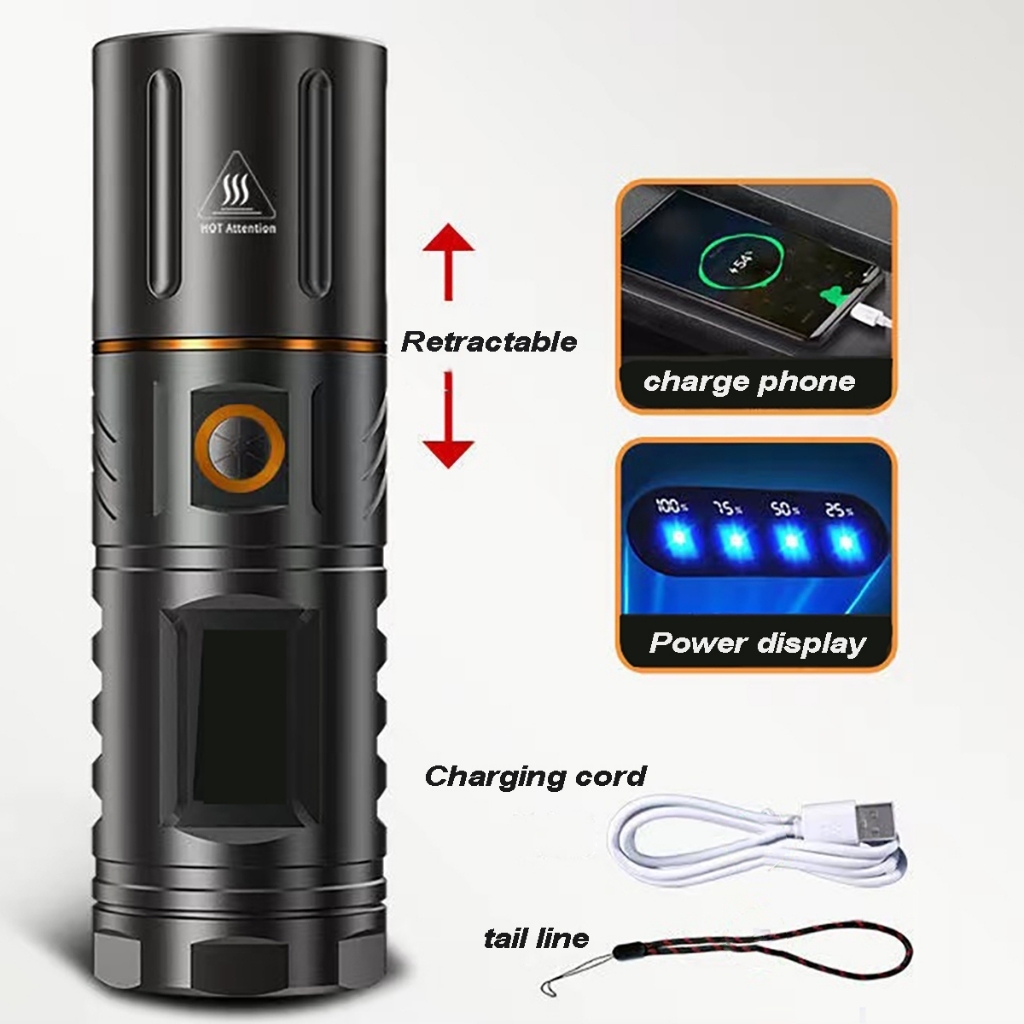 Super Bright USB Mini Flashlight Rechargeable Multifunctional Flash ...