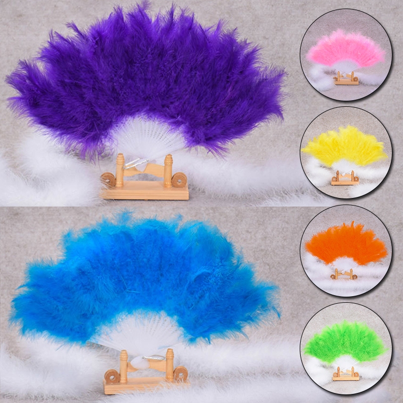 1PC Classical Fluffy Feather Fans Dance Props Women Showgirl Hand Fan ...