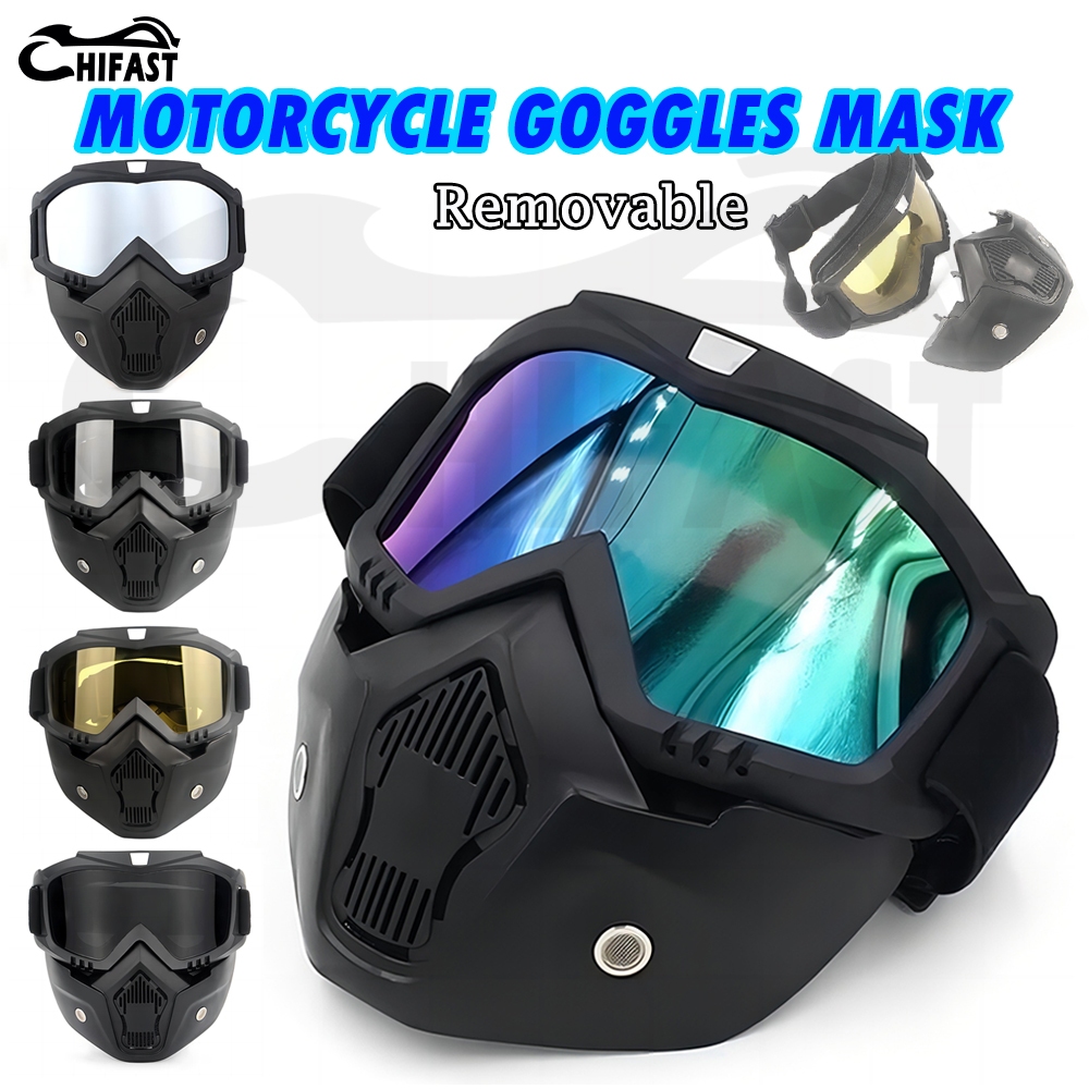 HIFAST Motorcycle Removable Goggles Mask Open Face Half Face Motorcycle ...