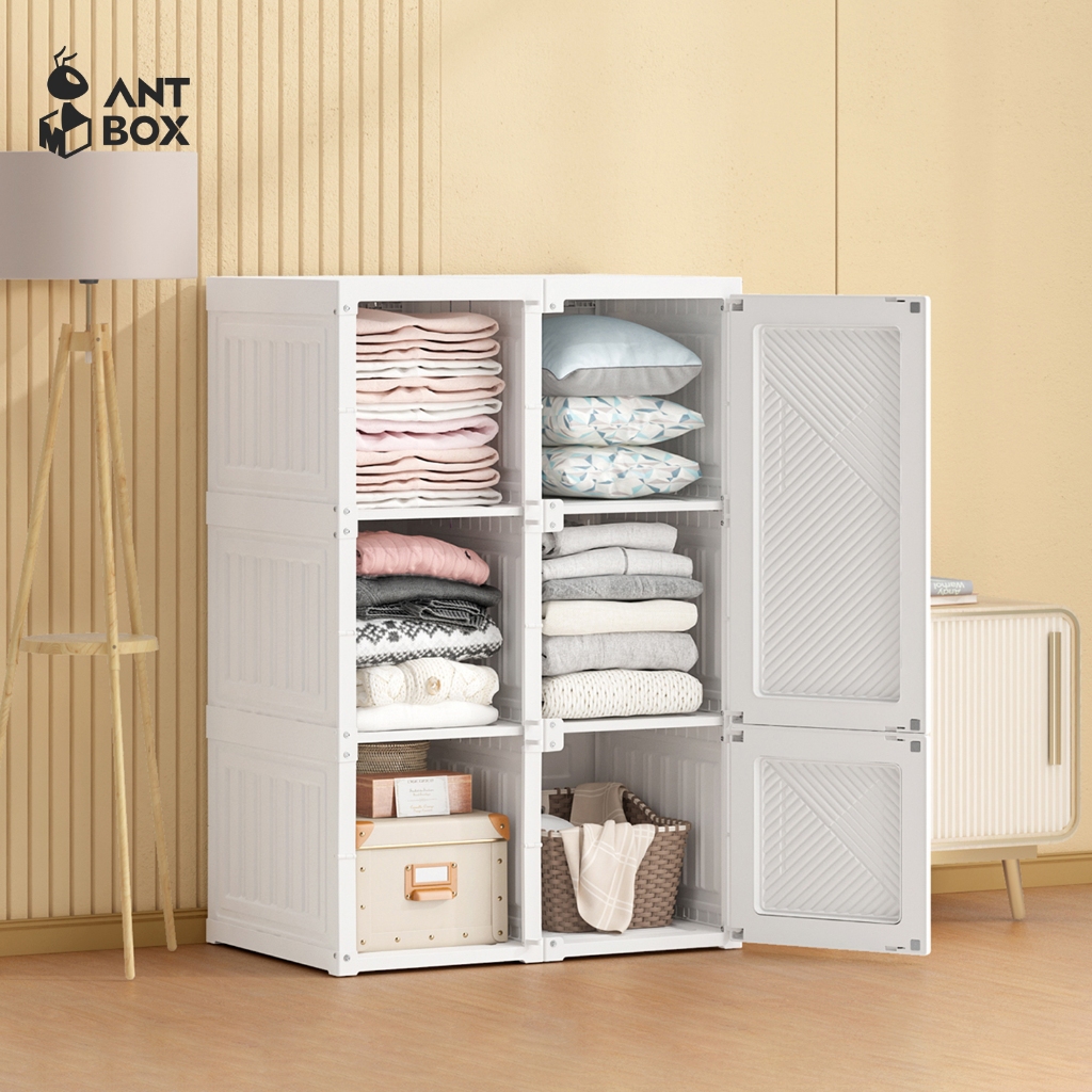 ANTBOX White Wardrobe 6 Cubes Folding Installation Free Magnetic ...