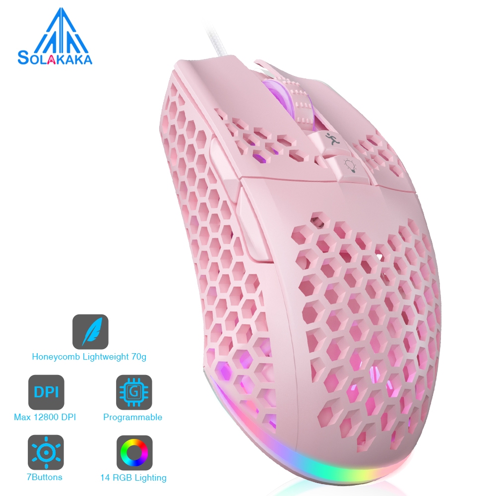 SOLAKAKA SM600 Wired 2.4G Wireless Charging Bluetooth Mouse with Honeycomb Case, Ergonomic RGB ...