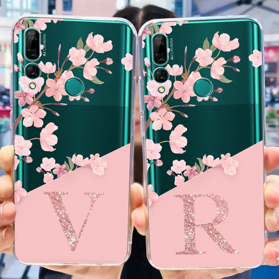 For Huawei Y9 Prime 2019 STK-LX3 L22 L21 transparent Letters Flower ...