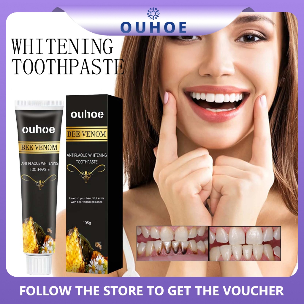 OUHOE Bee Venom Antiplaque Whitening Toothpaste Remove Dental Stain ...