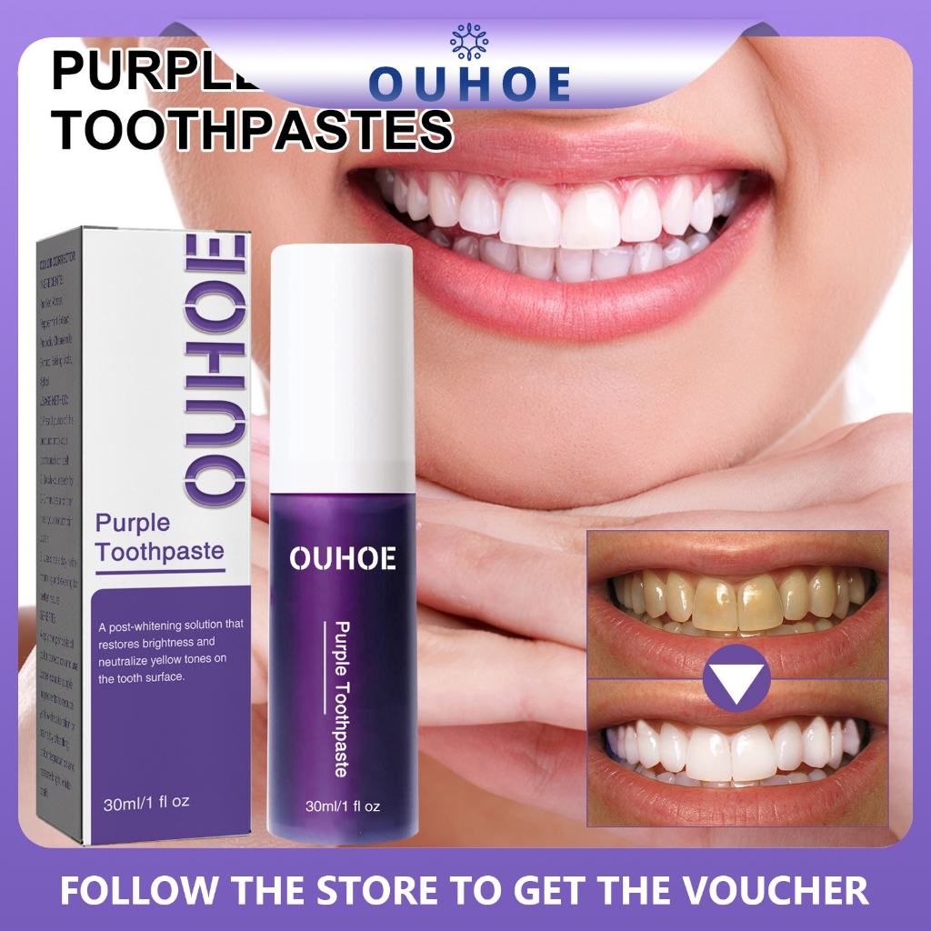 OUHOE Whitening Toothpaste V34 Color Corrector Remove Dental Stain Reduce Yellowing Teeth Oral ...