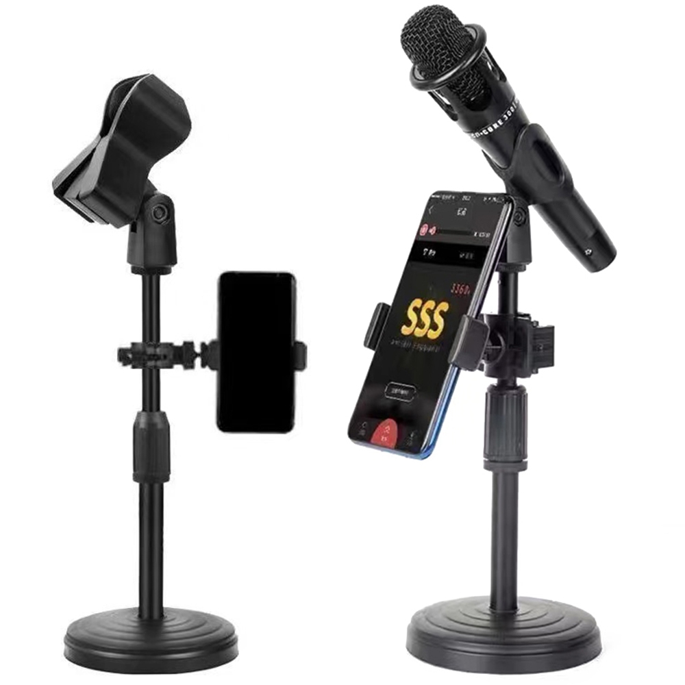 Multifunctional desktop microphone stand with a cell phone bit anchor ...