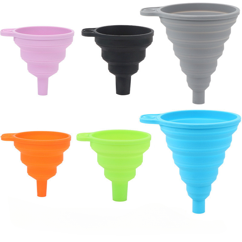 Kitchen Funnel, Small and Large, Kitchen Gadgets Accessories Foldable Silicone Collapsible ...