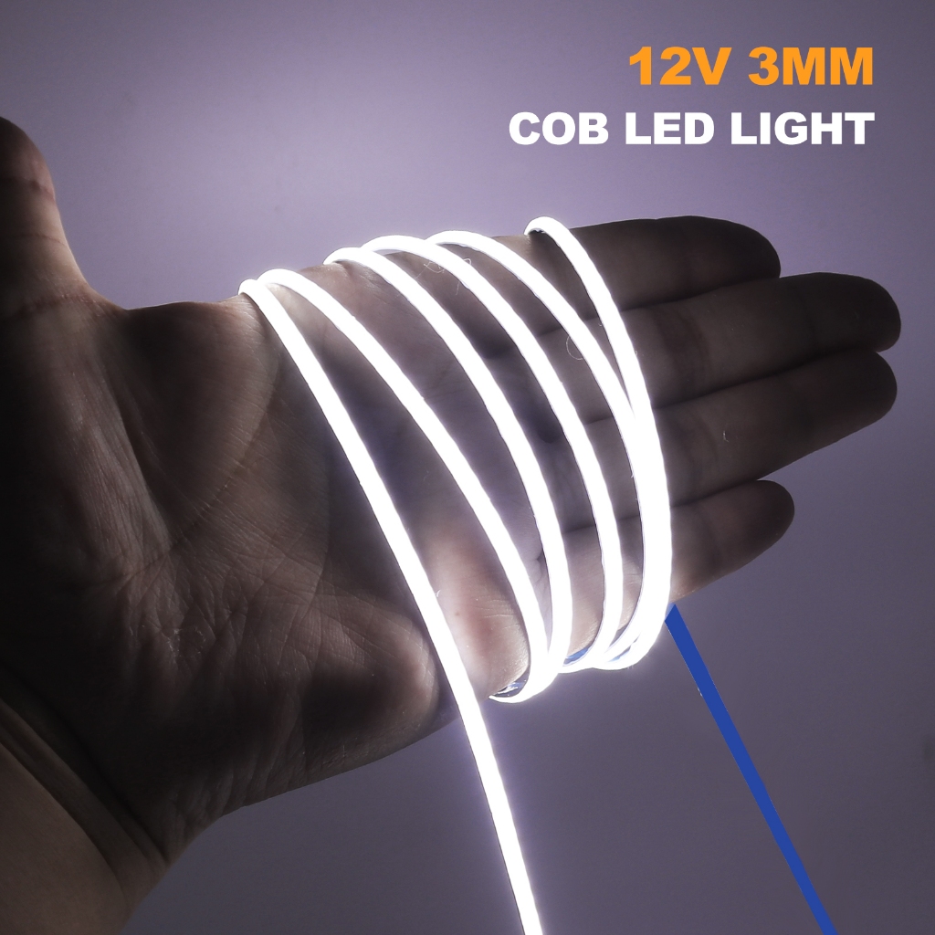 3mm Ultra Thin COB Strip Lights DC 12V 320LEDs/M High Density Tape for ...