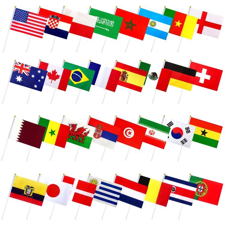 62 Countries Hand Held Flag with Poles World Cup Small Hand the Olympic ...