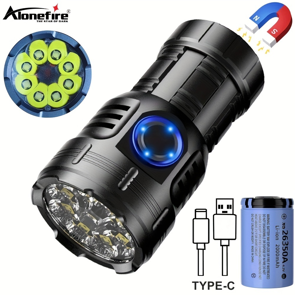 Alonefire X68 8LED Super Bright Mini LED Flashlight Type-C USB ...