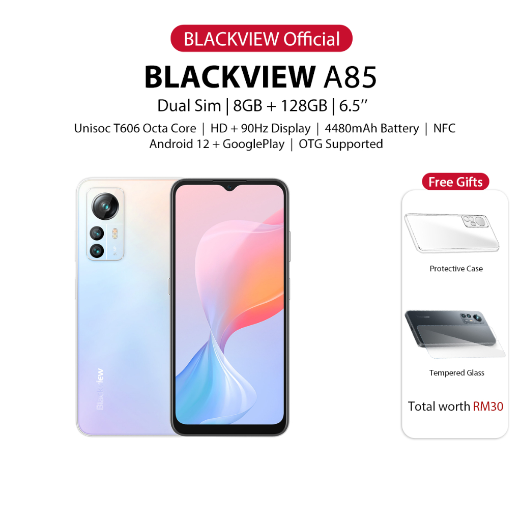 Blackview A85 6.5'' 90Hz Display Unisoc T606 Octa Core 8GB+128GB 50MP Camera 4G Smartphone ...