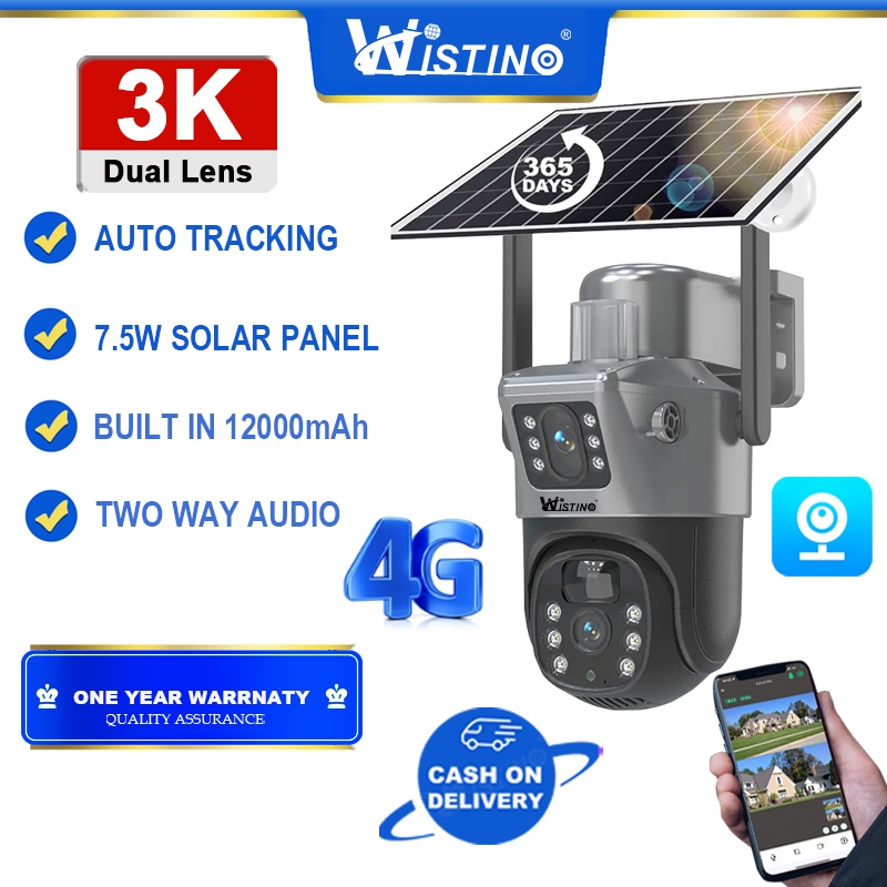 Wistino V380 Solar 4G Cctv Camera Motion Detection Audio Color Night Vision Monitoing PIR ...