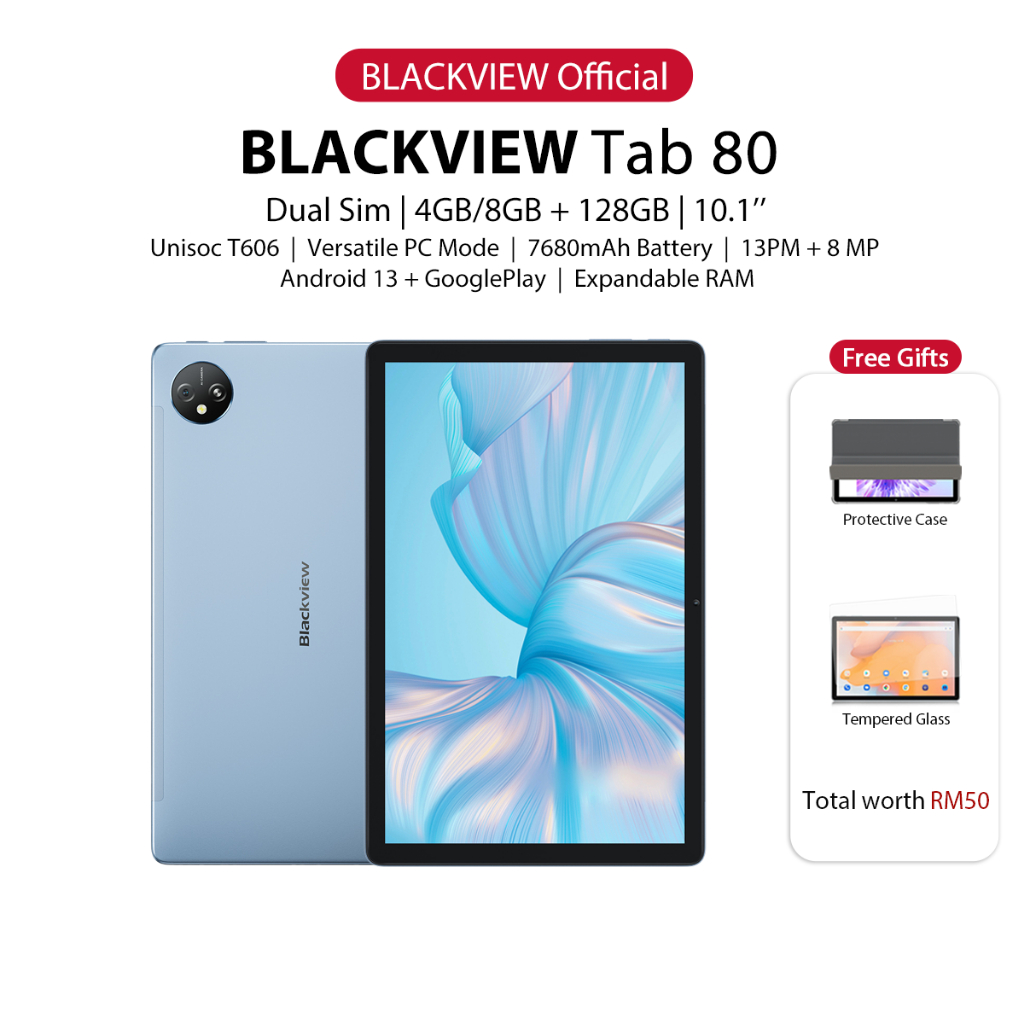 Blackview Tab 80 10-inch Unisoc Tiger T606 8GB+128GB 4G Dual SIM 7680 ...