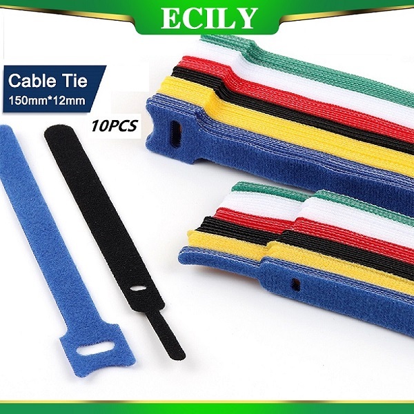 ECILY 10PCS Releasable Cable Ties Colored Plastics Reusable Cable ties ...