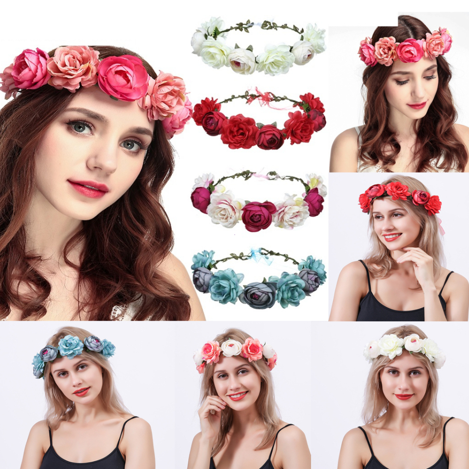 Simulated Rose Bridal Beach Vacation Flower Crown Headpiece Headband ...