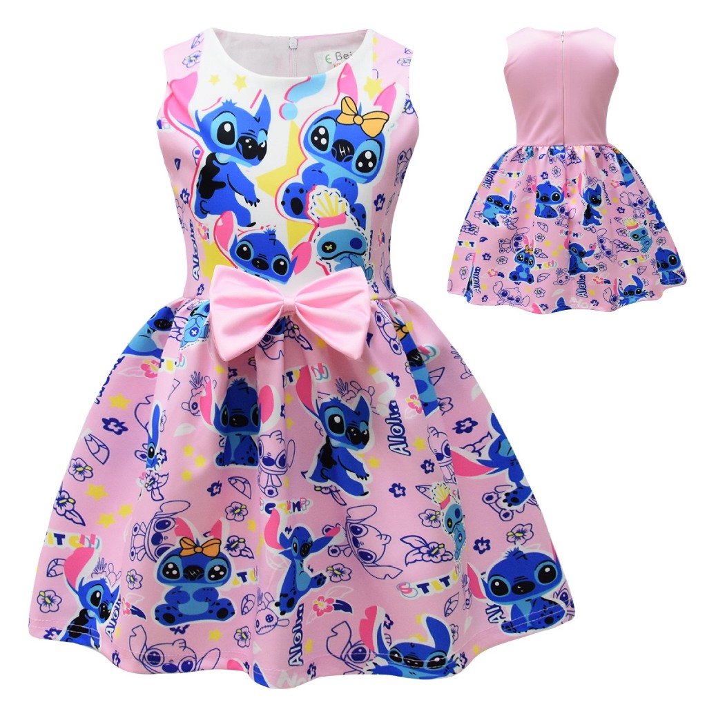 Girl's Popular Lilo and Stitch Bow Princess Dresses Children's Party ...