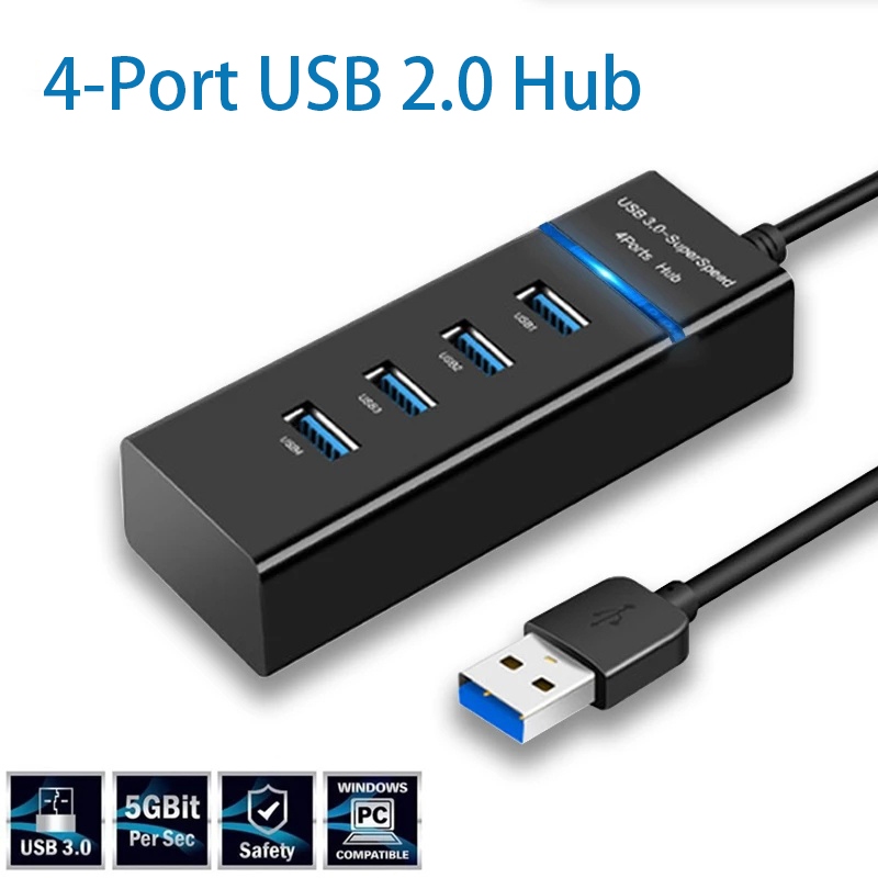4 Port USB 2.0 Hub Splitter /High Speed Multiport Slim USB Hub Adapter ...