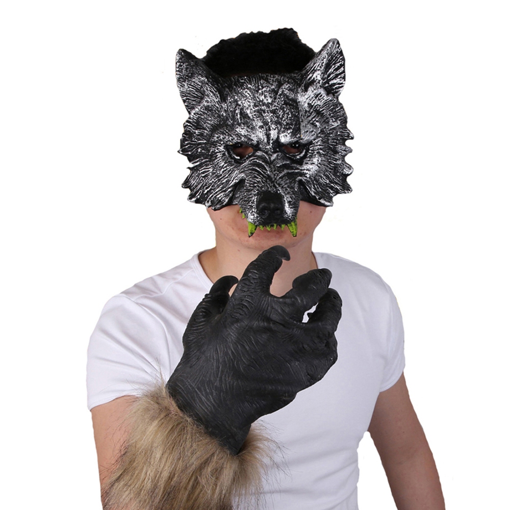 Cosplay Funny Scary Creepy Animal Wolf Head Full Face Halloween Mask ...