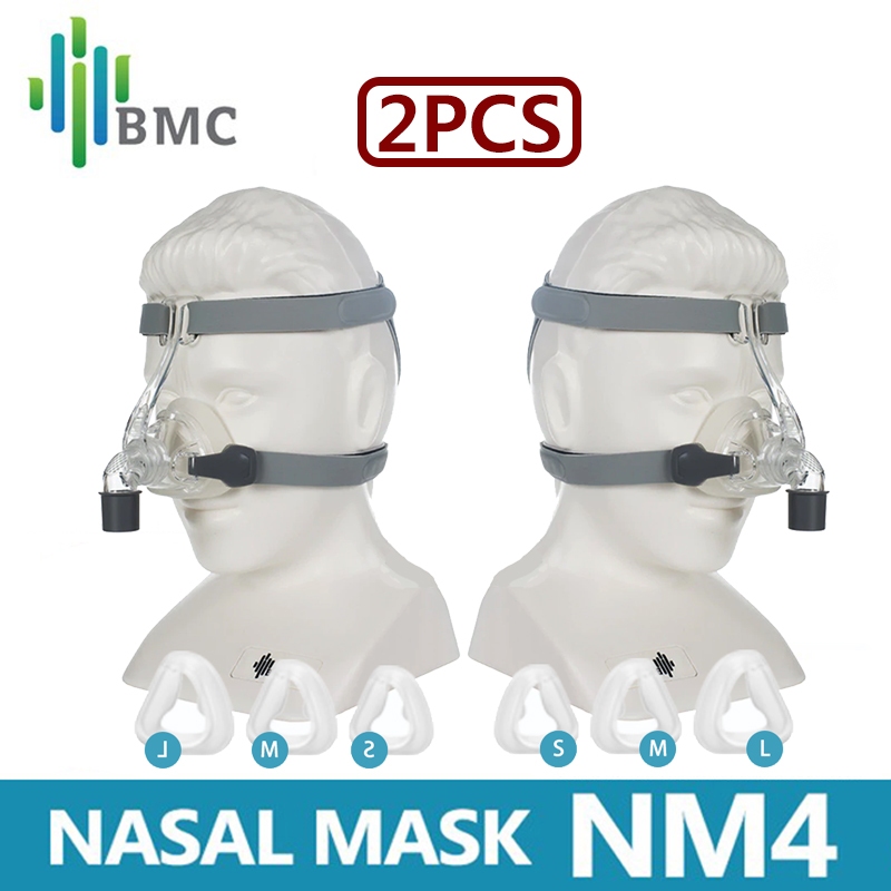 [2PCS]BMC NM4 Nasal Mask For All Sizes Face With Headgear and SML 3 ...