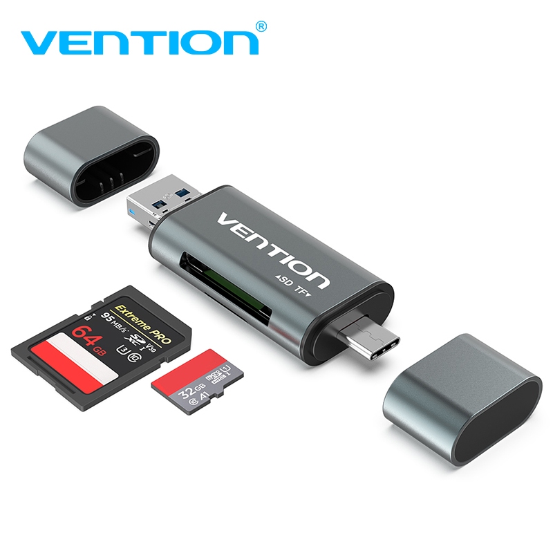 Vention Usb Card Reader 2.0 3.0 Tf Sd Micro Type-C Otg Converter For ...