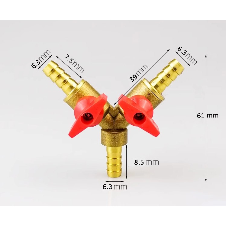3-way Y Shaped Brass Valve Pipe Natural Connector Cut off Valve ...