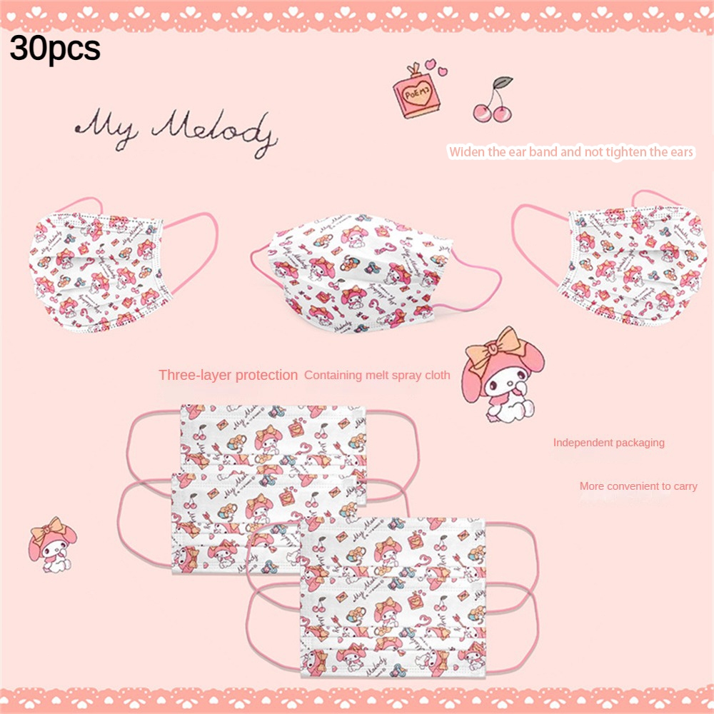 30 * Masks Sanrio Cute Cartoon Disposable Separate Packaging Fit Facial ...