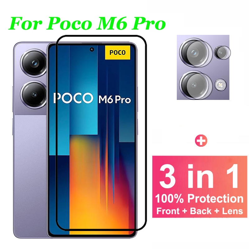 POCO M6 Pro 5G 3 in 1 Full Cover Screen Protector For Xiaomi Poco C65 ...