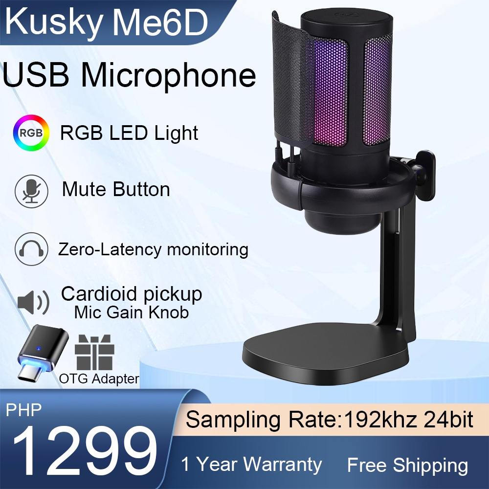 Kusky Me6D RGB USB Microphone Gaming Mic USB Condenser microphone for ...