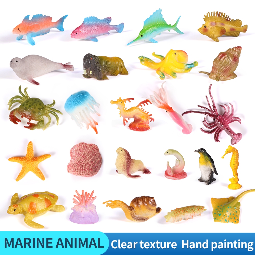 Mini Ocean Marine Set Model Sea Life Animal Dolphin Crab Shark Turtle ...
