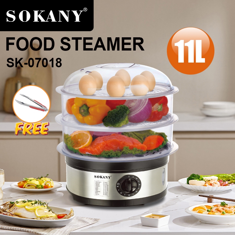 SOKANY Electric Steamer 3 Layer Stainless 11L Electric Steamer Big ...