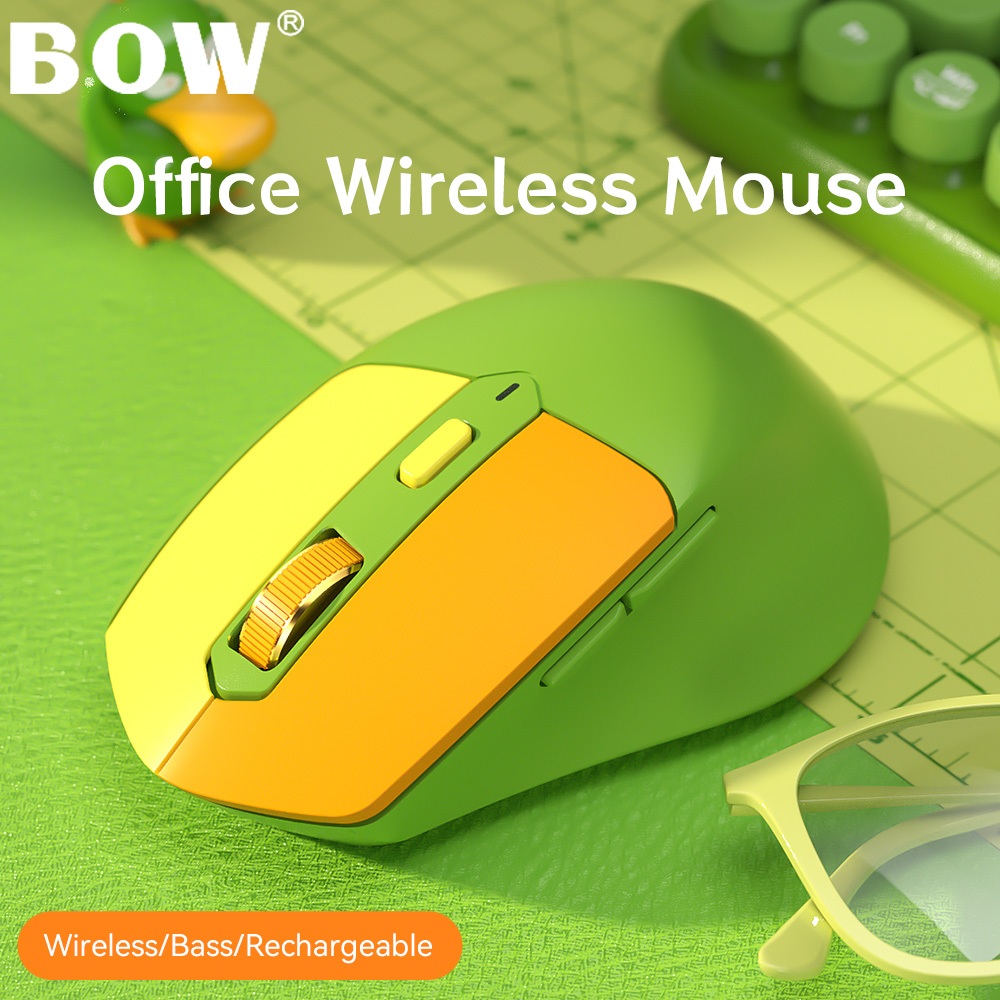 BOW MW360L Ergonomic USB Wireless Mouse Green Pink Rechargeable 2.4G ...