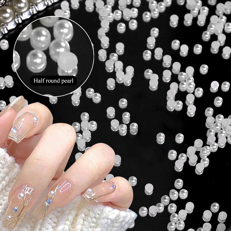 UR SUGAR Pearl Nail Decorations1000pcs/bag White Nail Beads Rhinestone ...