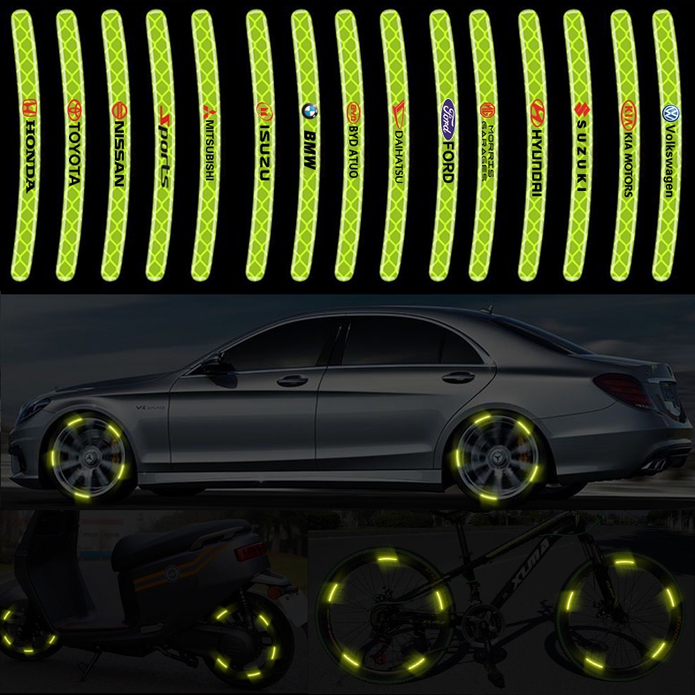 20pcs car wheel hub sticker high reflective stripe tape for motorcycle ...