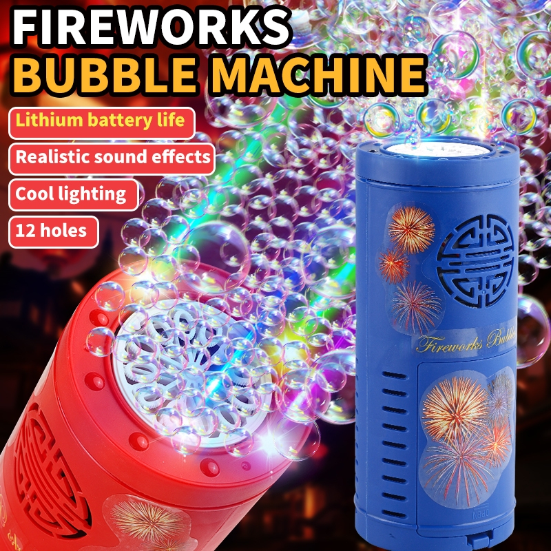 Automatic fireworks bubble machine toy with music and lights for ...