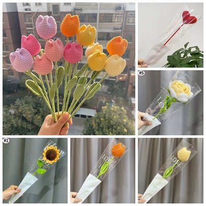 Valentine's Day GiftRomantic Tulip Flowers Crochet Flowers Ins DIY Flower Valentine's Day ...