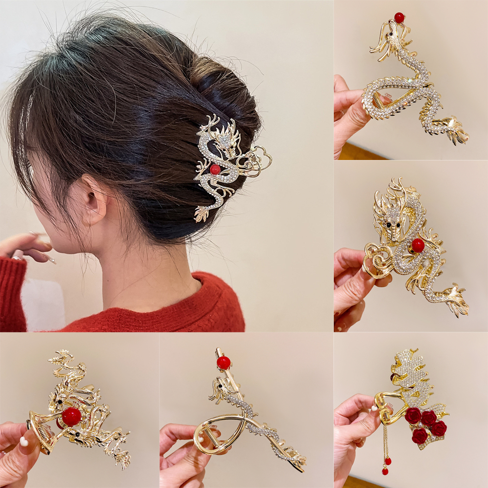 New Year Dragon Shape HairClip Chinese Style Hair Clamp Shark Clip Big ...