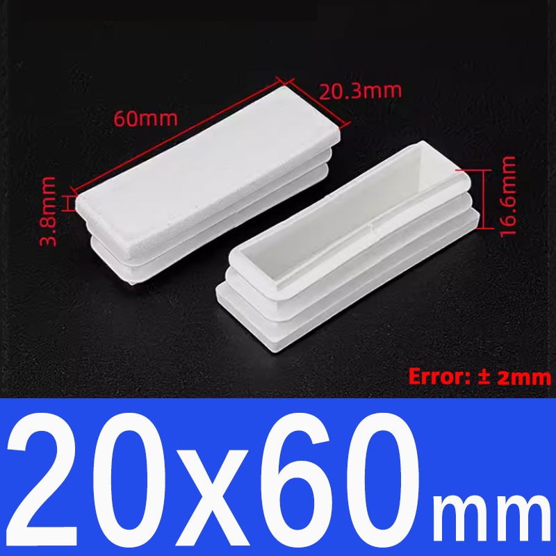 Square/Rectangle Plastic White Blanking End Caps Furniture Leg Tube ...