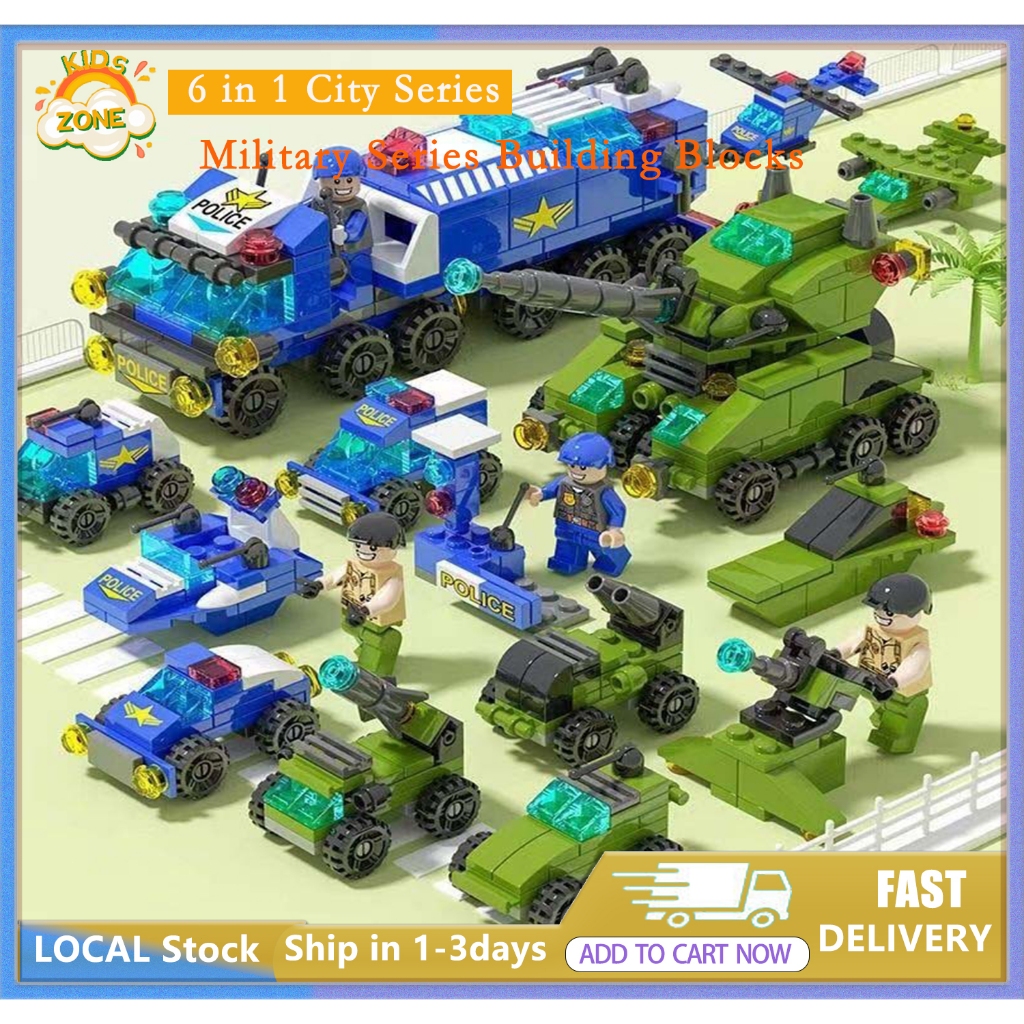 KIDS ZONE Mini Police City Building Blocks Vehicle 6 in 1 Children ...