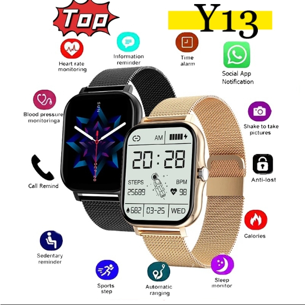 【Local shipment】Y13 Full Touch Sports Smartwatch Heart Rate / Blood ...