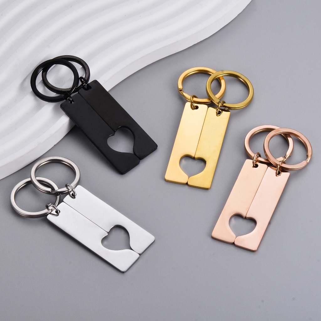 1 Pair Blank Stainless Steel Splicing Hollow Heart Keychain Mirror ...