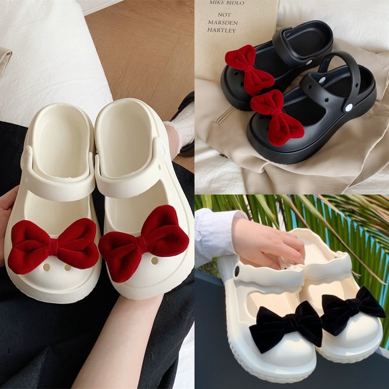 2PCs/Set Button Shoes Charm Velvet Bow Sandals Accessories Fugitive ...
