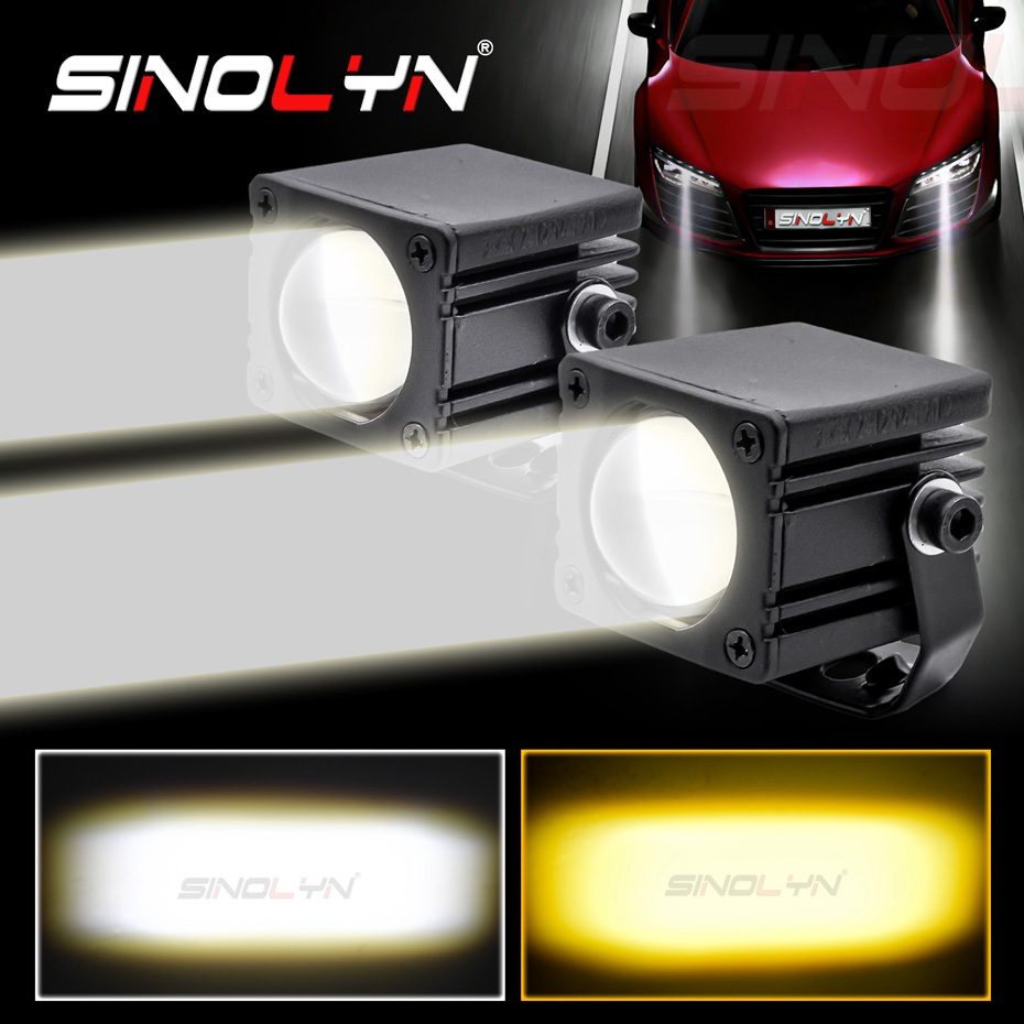Sinolyn LED High Beam Projectors Lens For Headlight Dual Colors Fog ...